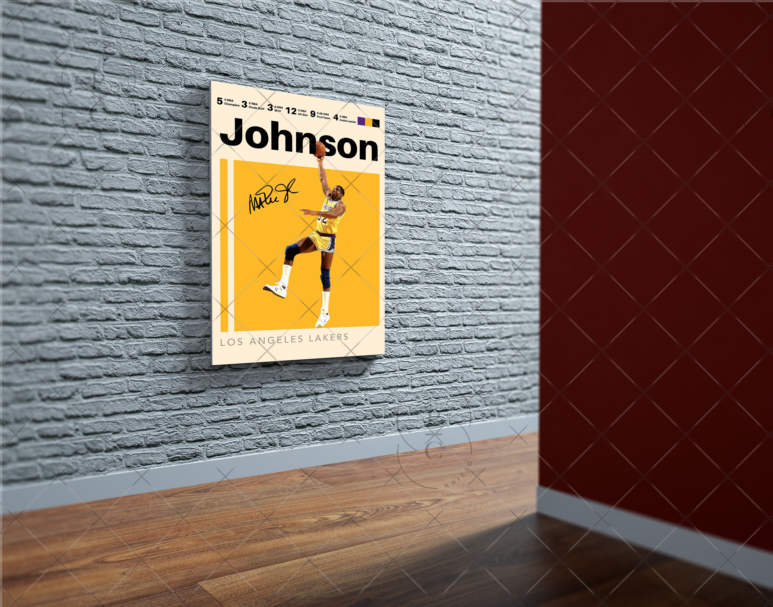 Magic Johnson Poster, Basketball Print, Sports, Wall Décor, NBA Poster ...