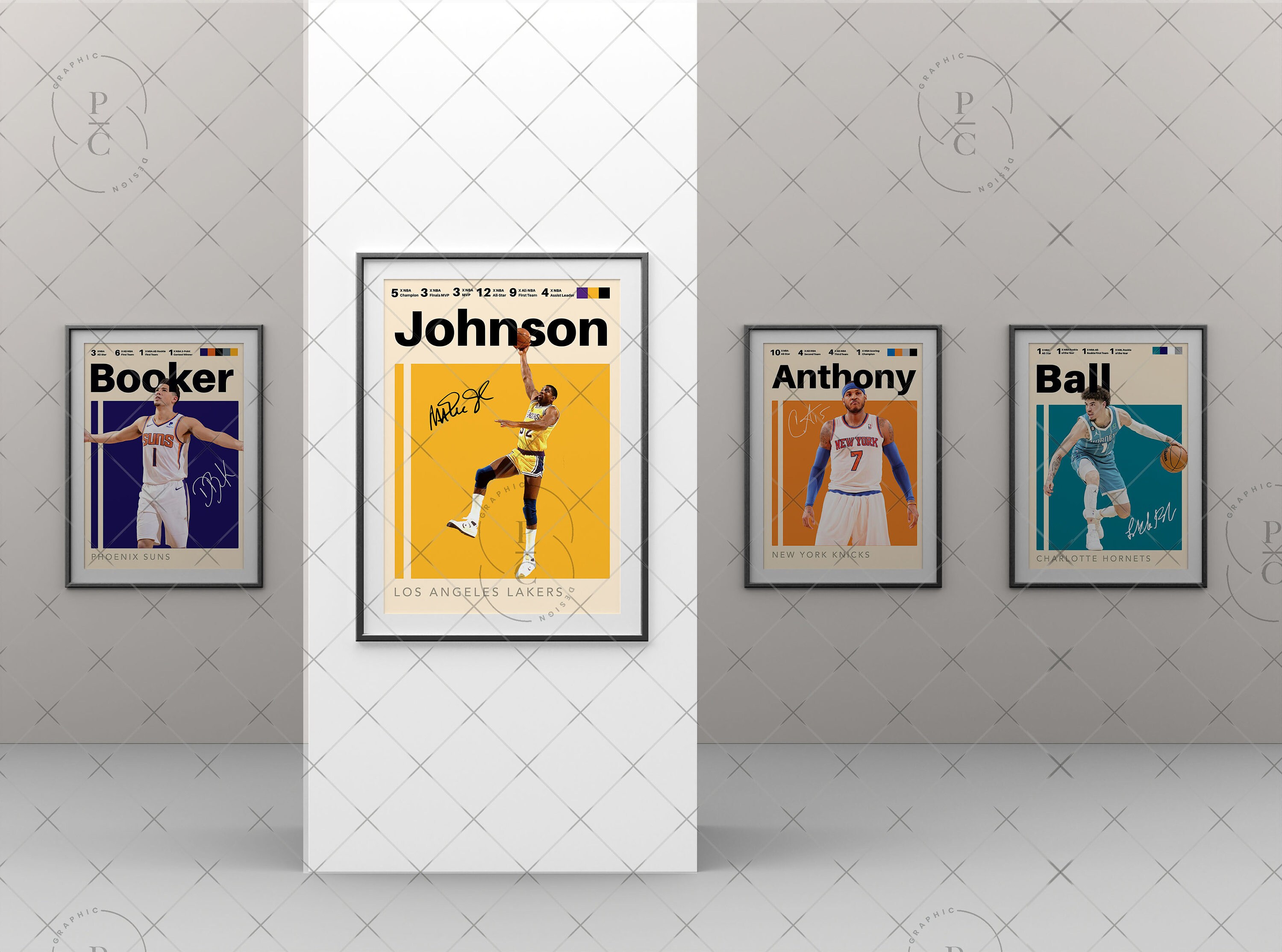 Magic Johnson Poster, Basketball Print, Sports, Wall Décor, NBA Poster ...