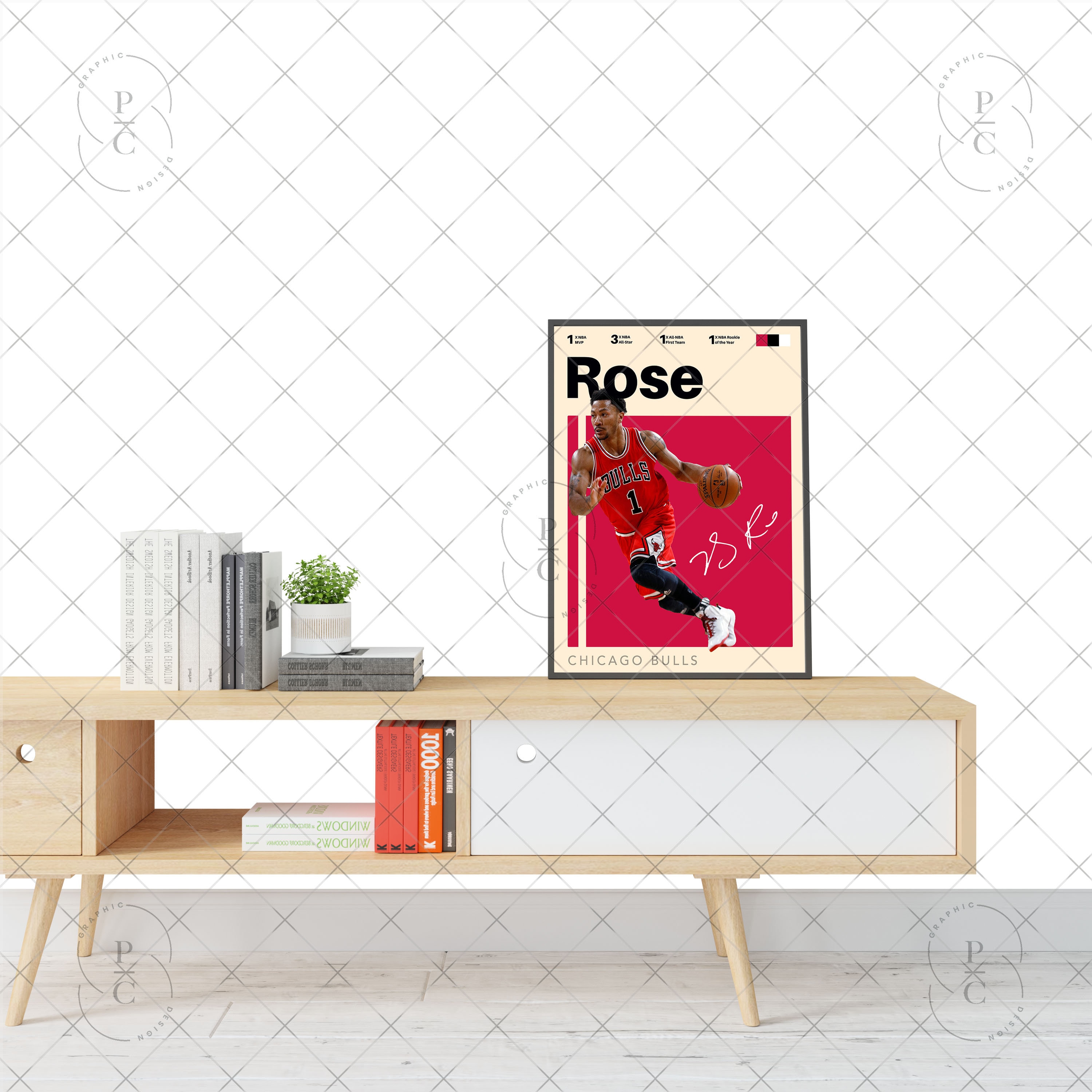 Derrick Rose Poster, Basketball Print, Sports, Wall Décor, NBA Poster ...