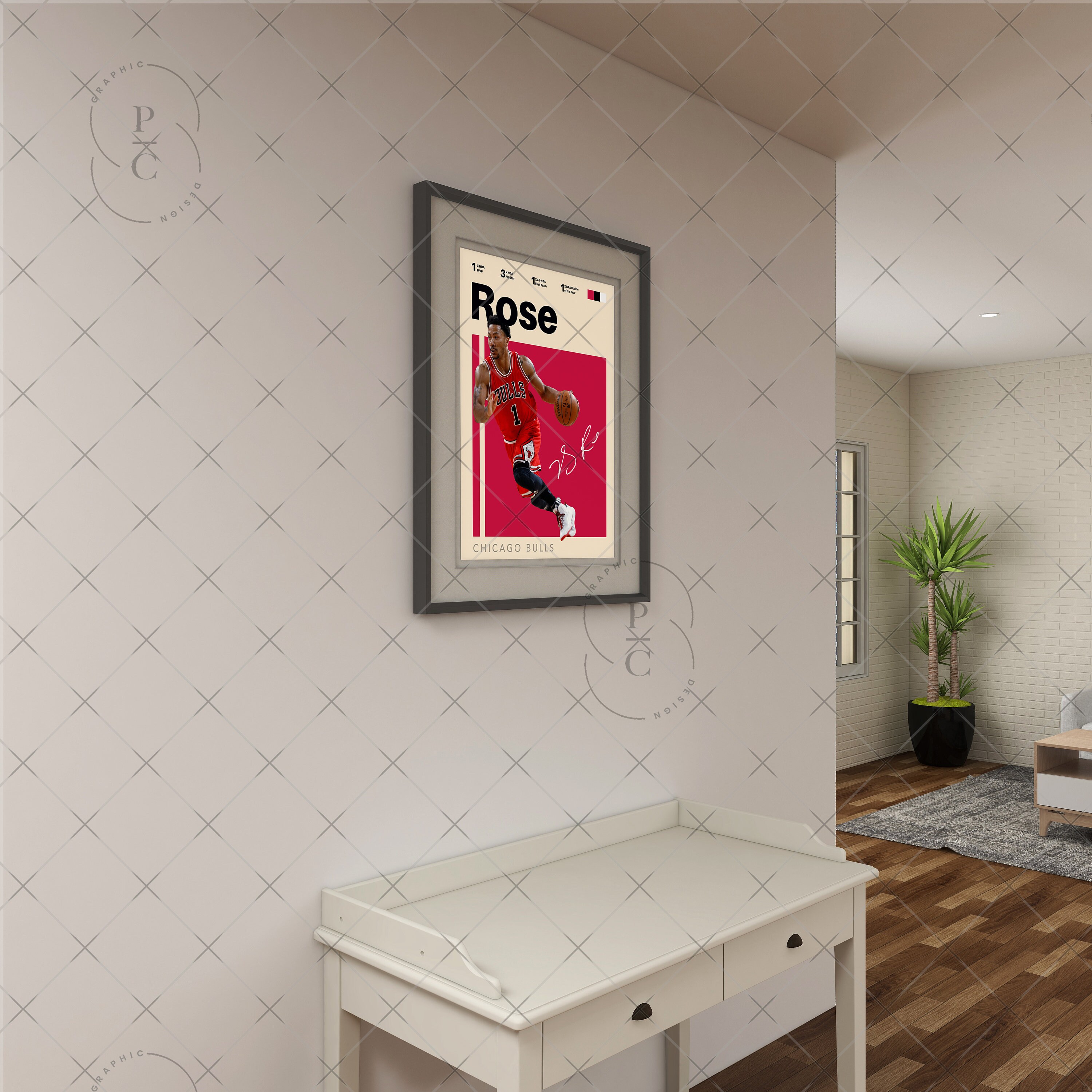 Derrick Rose Poster, Basketball Print, Sports, Wall Décor, NBA Poster ...