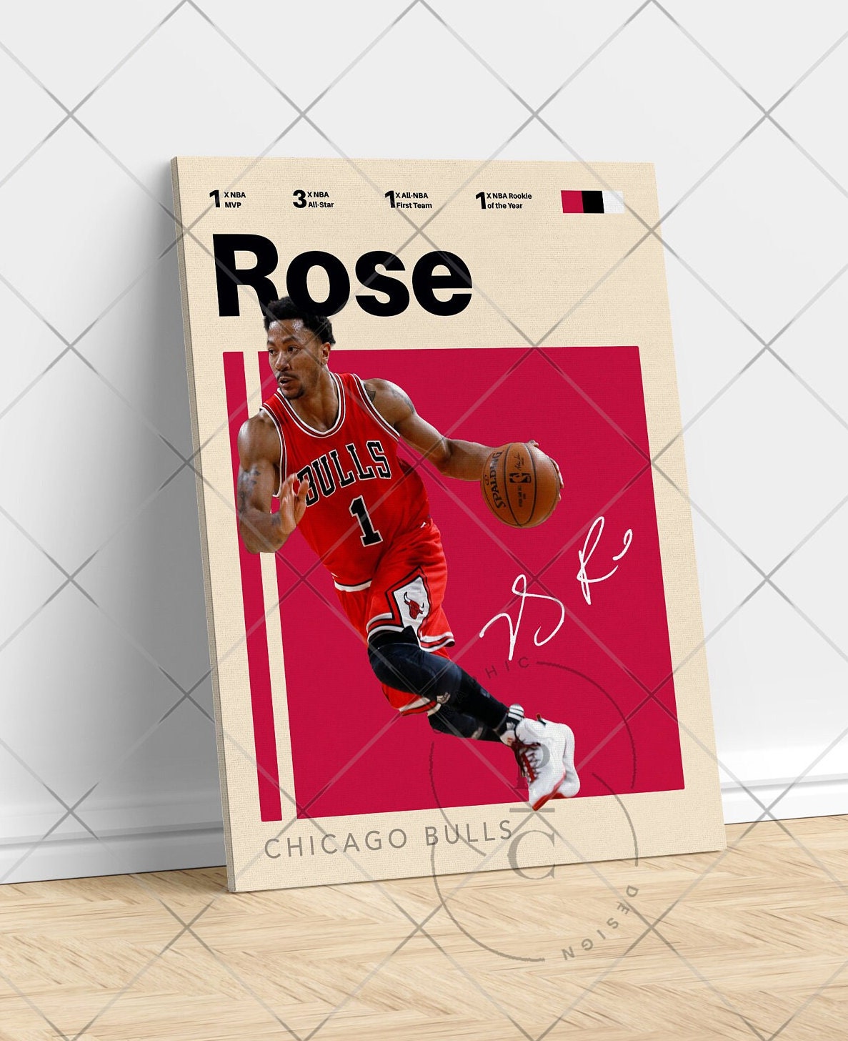 Derrick Rose Poster, Basketball Print, Sports, Wall Décor, NBA Poster ...