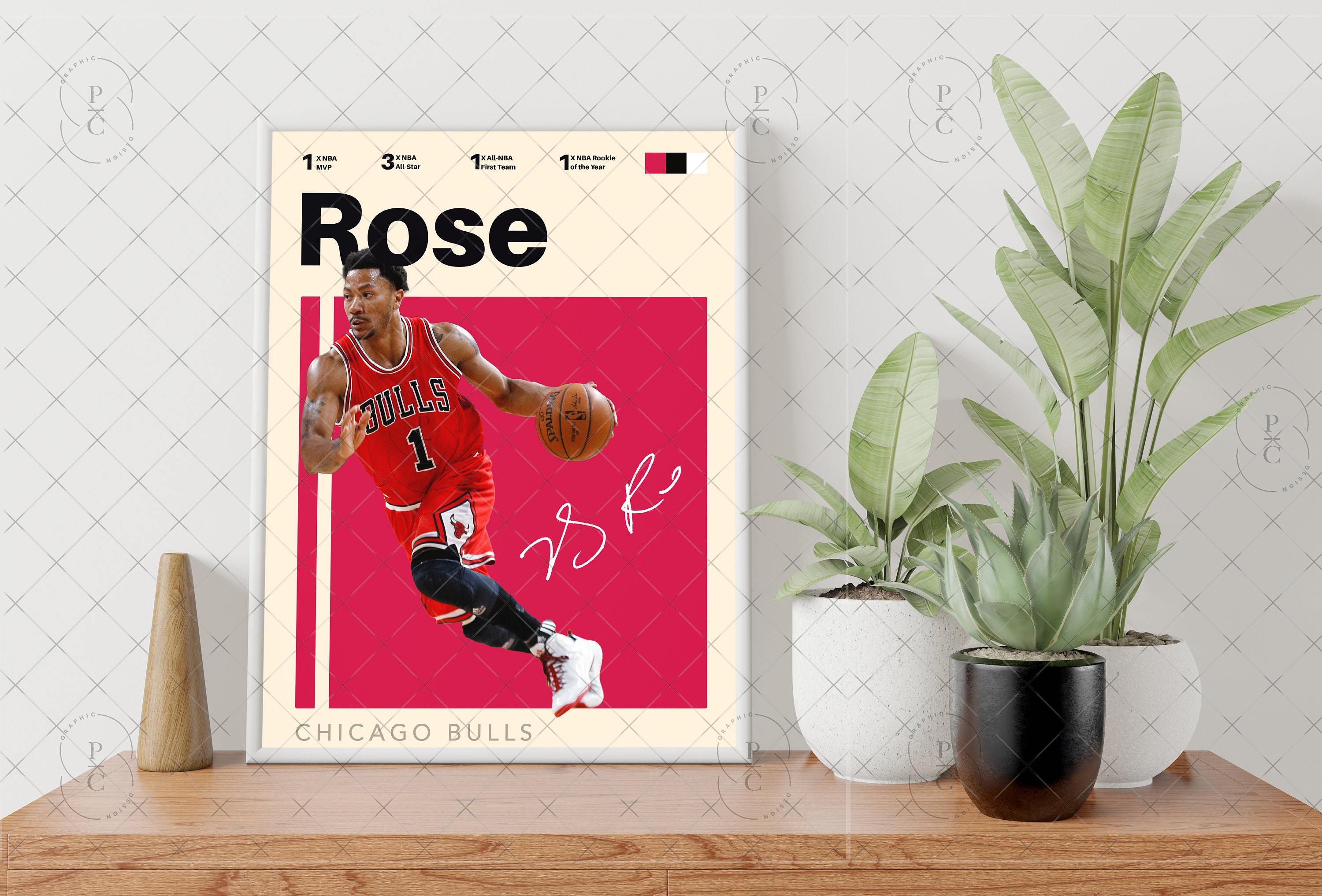 Derrick Rose Poster, Basketball Print, Sports, Wall Décor, NBA Poster ...