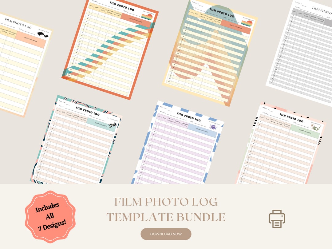 Film Photo Log Template, Printable Work Log 8.5x11 | Instant Download ...