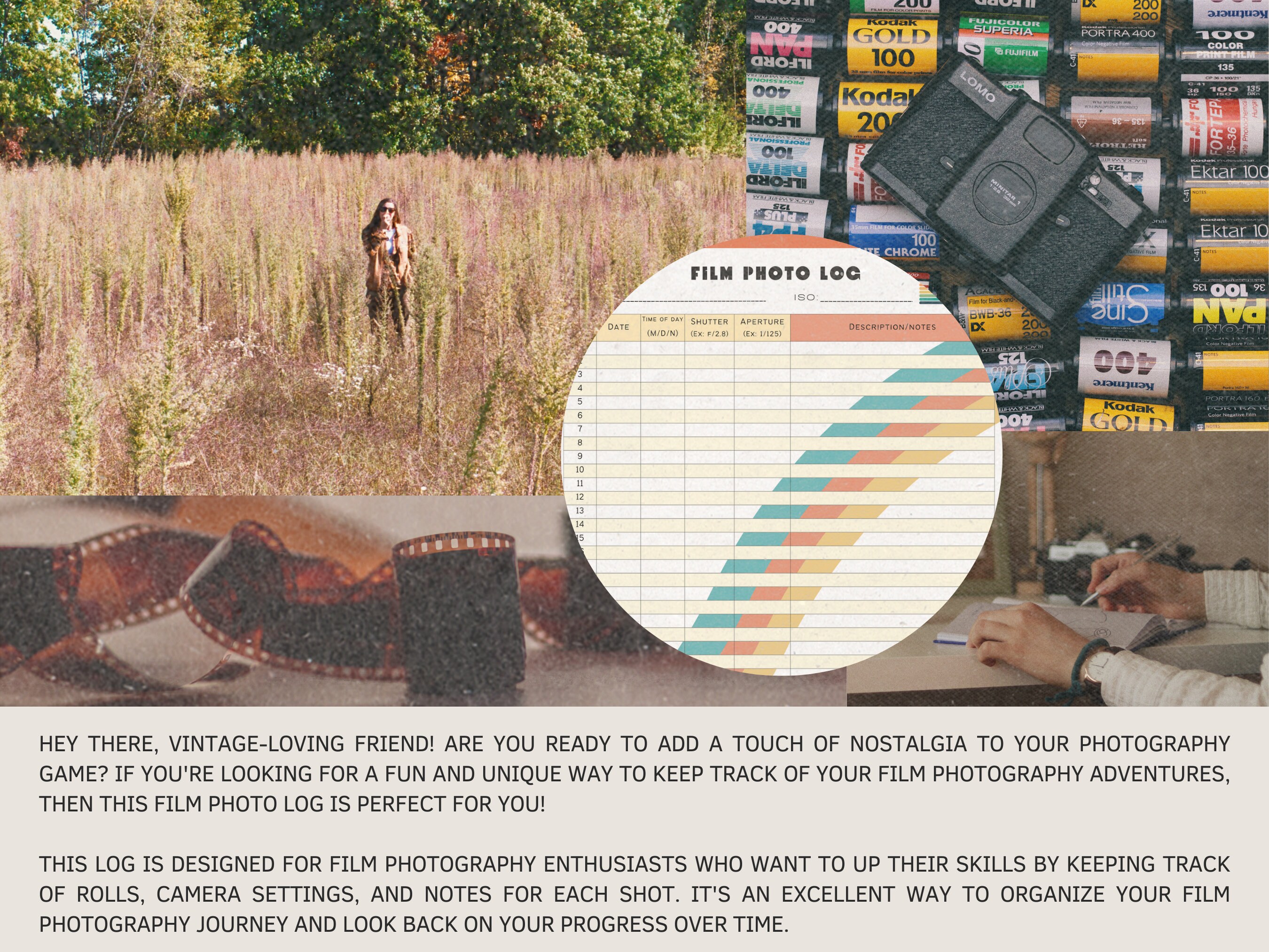 Film Photo Log Template, Printable Work Log 8.5x11 Instant Download PDF ...