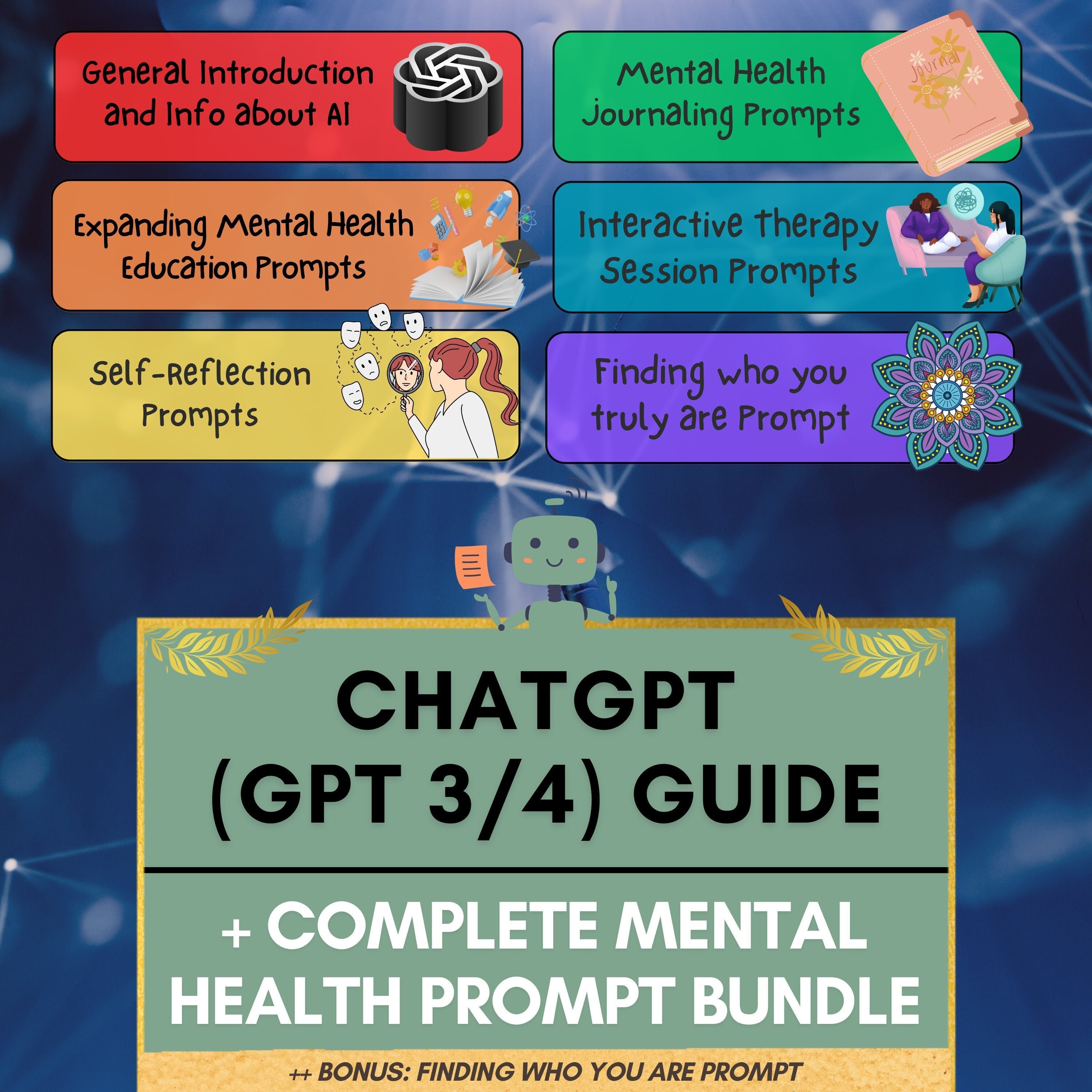 Chatgpt Prompts Guide Life Coach Self Care Mindfulness Journal Therapy ...