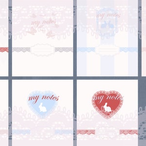 Ditto Love Bunny Notes Set Cute Digital Study Note Templates - Etsy