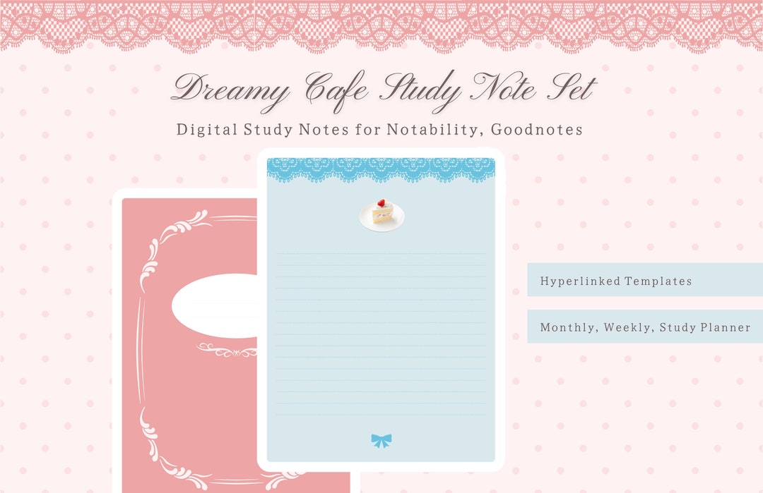 Dreamy Cafe Cute Study Notes | Cute Digital Study Note Templates for ...