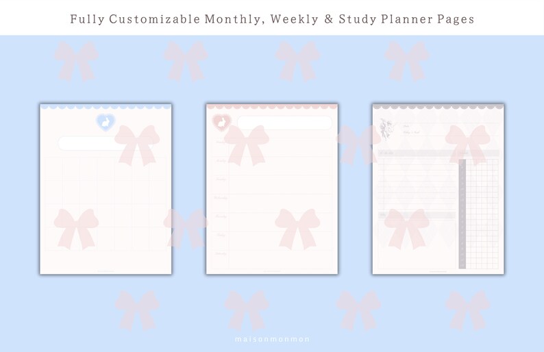 Ditto Love Bunny Notes Set Cute Digital Study Note Templates for ...
