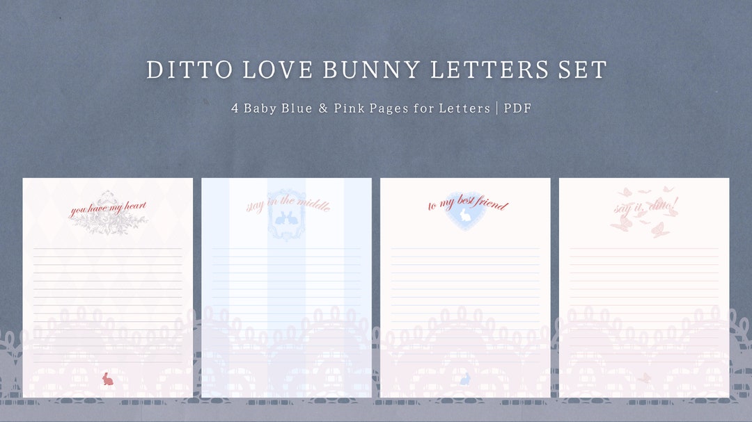 Ditto Love Bunny Letters Cute Digital Study Note Templates - Etsy