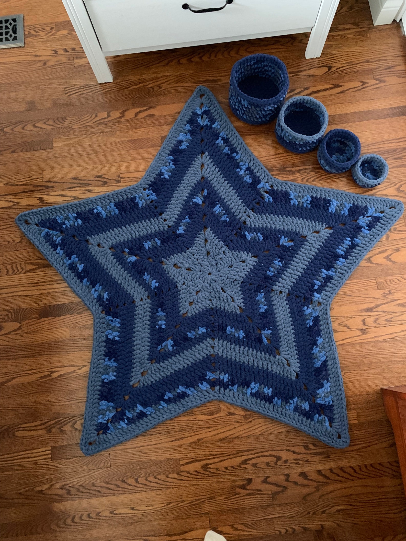 Crochet Pattern: Star Blanket (floor Mat) & Nesting Baskets - Etsy
