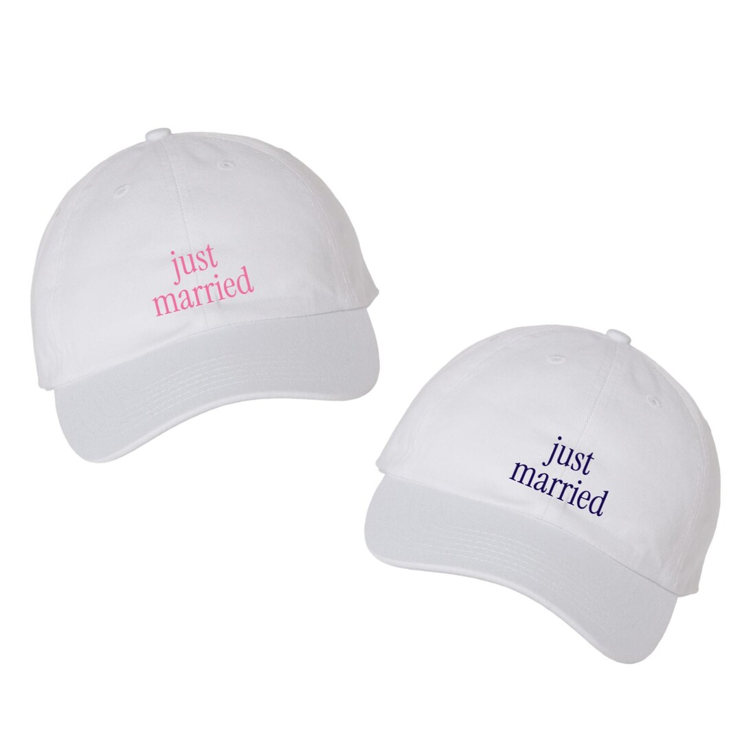 Custom Just Married Hat Set | Matching Bride Groom Baseball Caps for ...