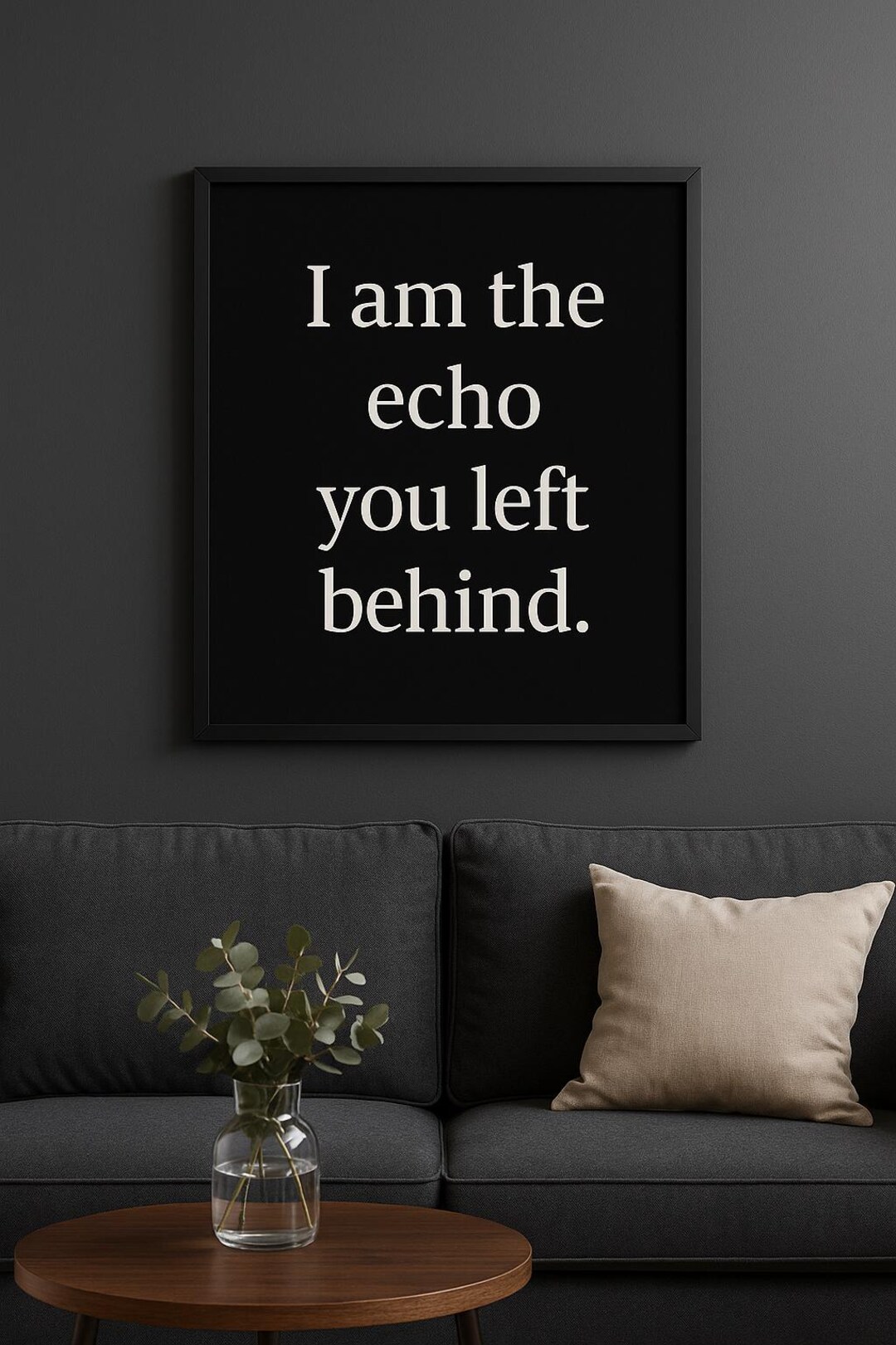 Póster de letra de rock minimalista: «Echo You Left Behind», cita o ...