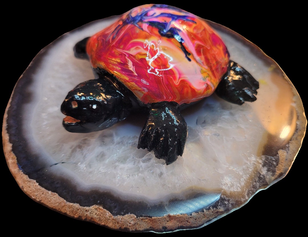 A Snapping Turtle Resting on a Stone Agate. Beautiful Gift Idea, Sea ...