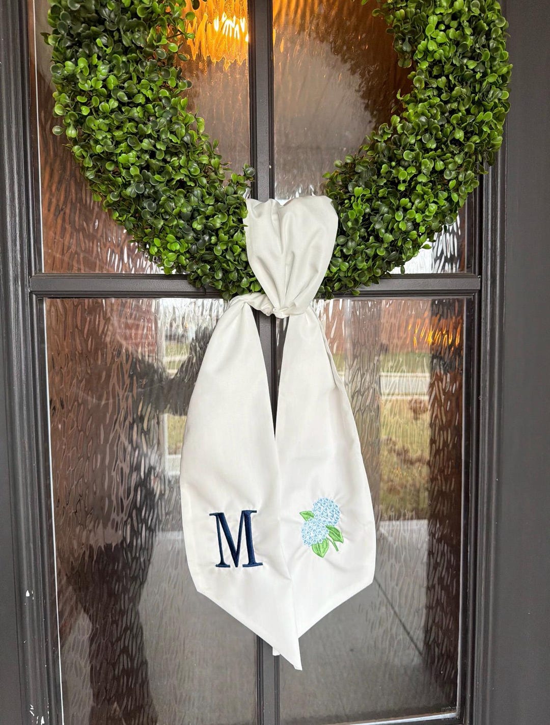 Hydrangea Monogram Wreath Sash Customizable - Etsy