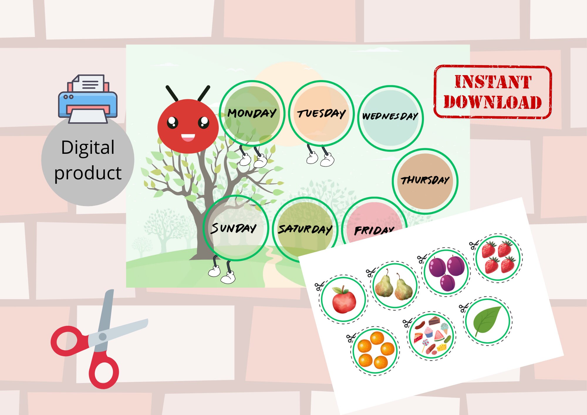 The Very Hungry Caterpillar Days of Week Worksheet Learn and Play ...