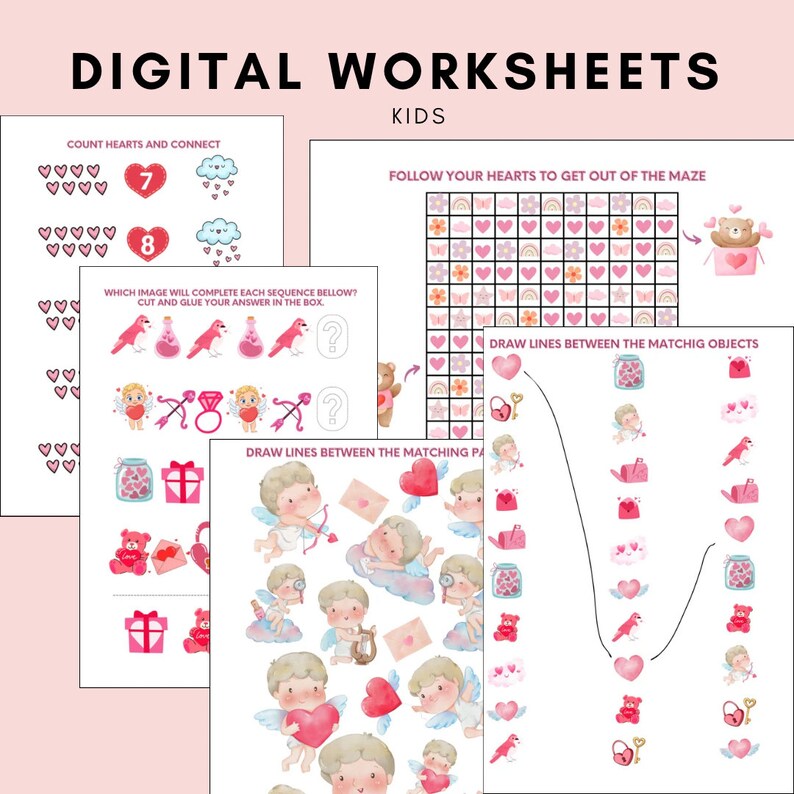 Valentine's Day Digital Worksheets for Kids ages 3-6: Interactive ...