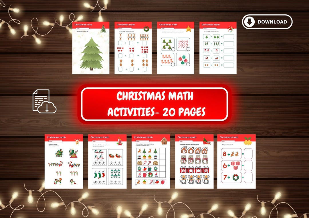 Printable Christmas Math Activity Bundle Worksheets Funny Counting - Etsy