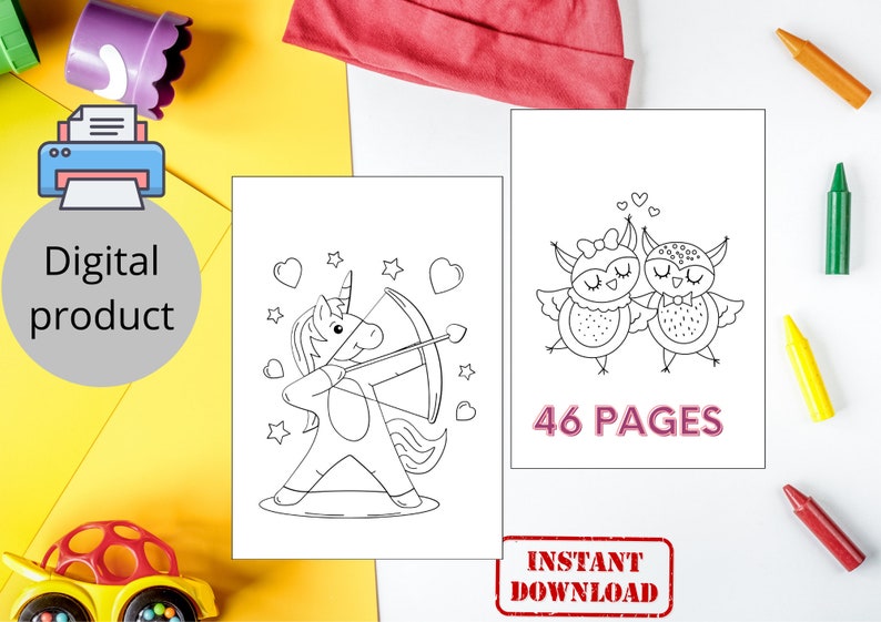 Valentine’s Day Colouring Pages for Kids - Etsy