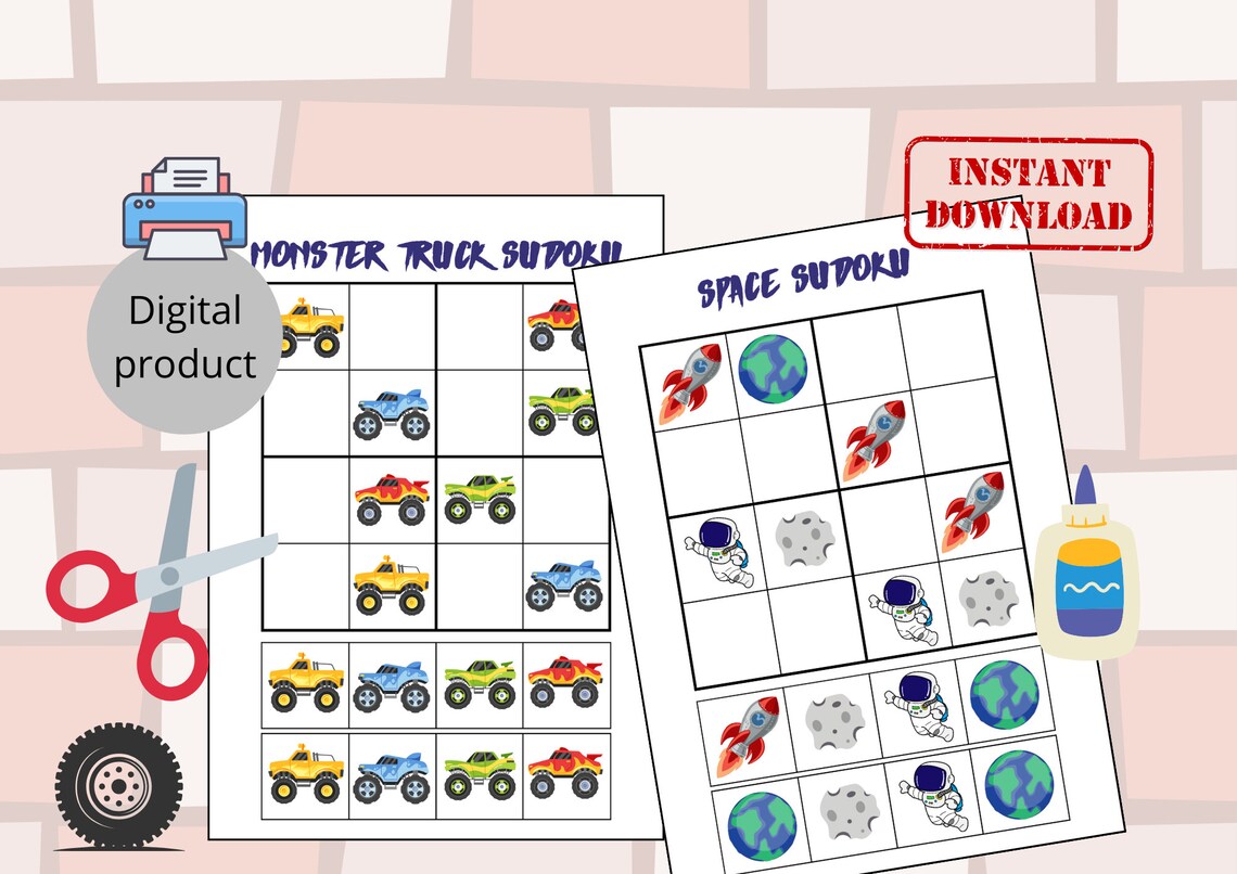 SUDOKU Game for Kids 4x4 Preschool Worksheets Toddlers Games Problem ...