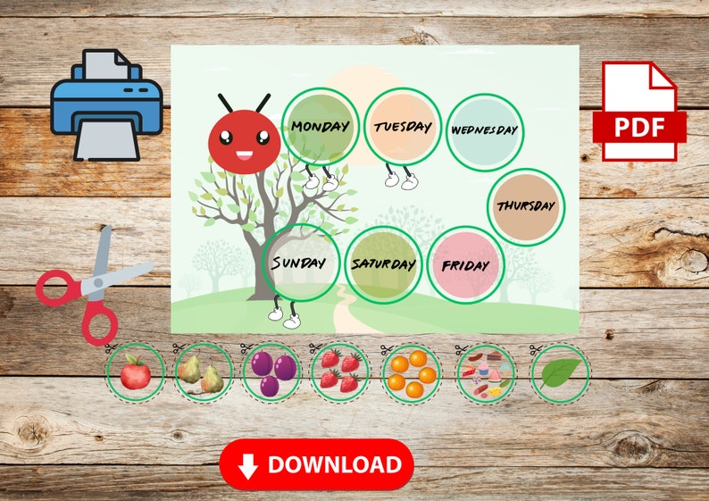 The Very Hungry Caterpillar Days of Week Worksheet Learn and Play ...
