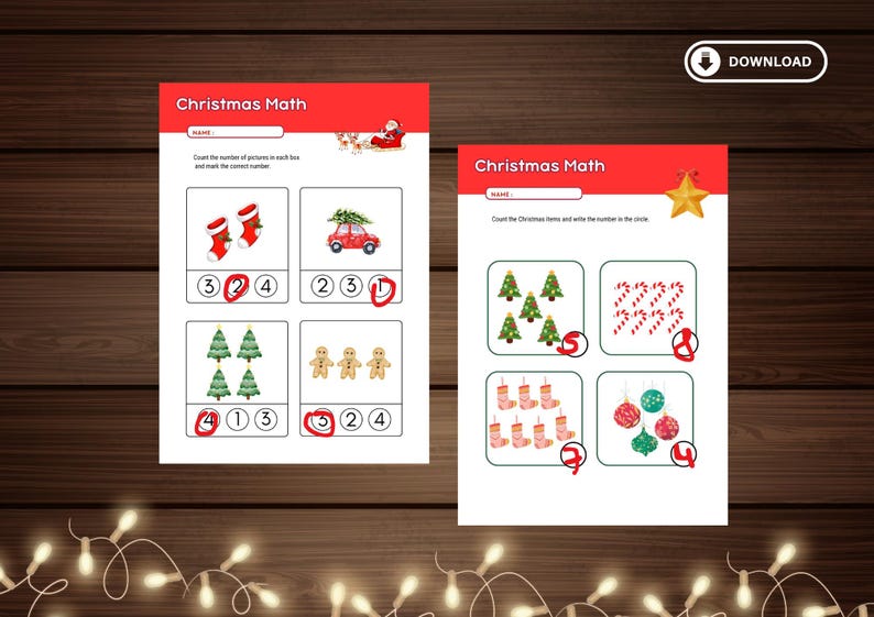 Printable Christmas Math Activity Bundle Worksheets Funny Counting - Etsy