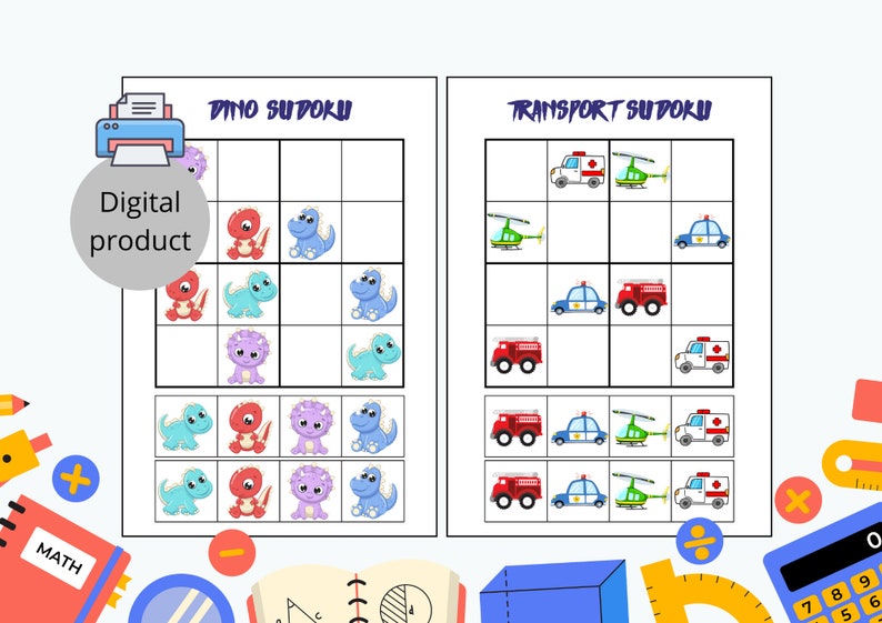 SUDOKU Game for Kids 4x4 Preschool Worksheets Toddlers Games Problem ...