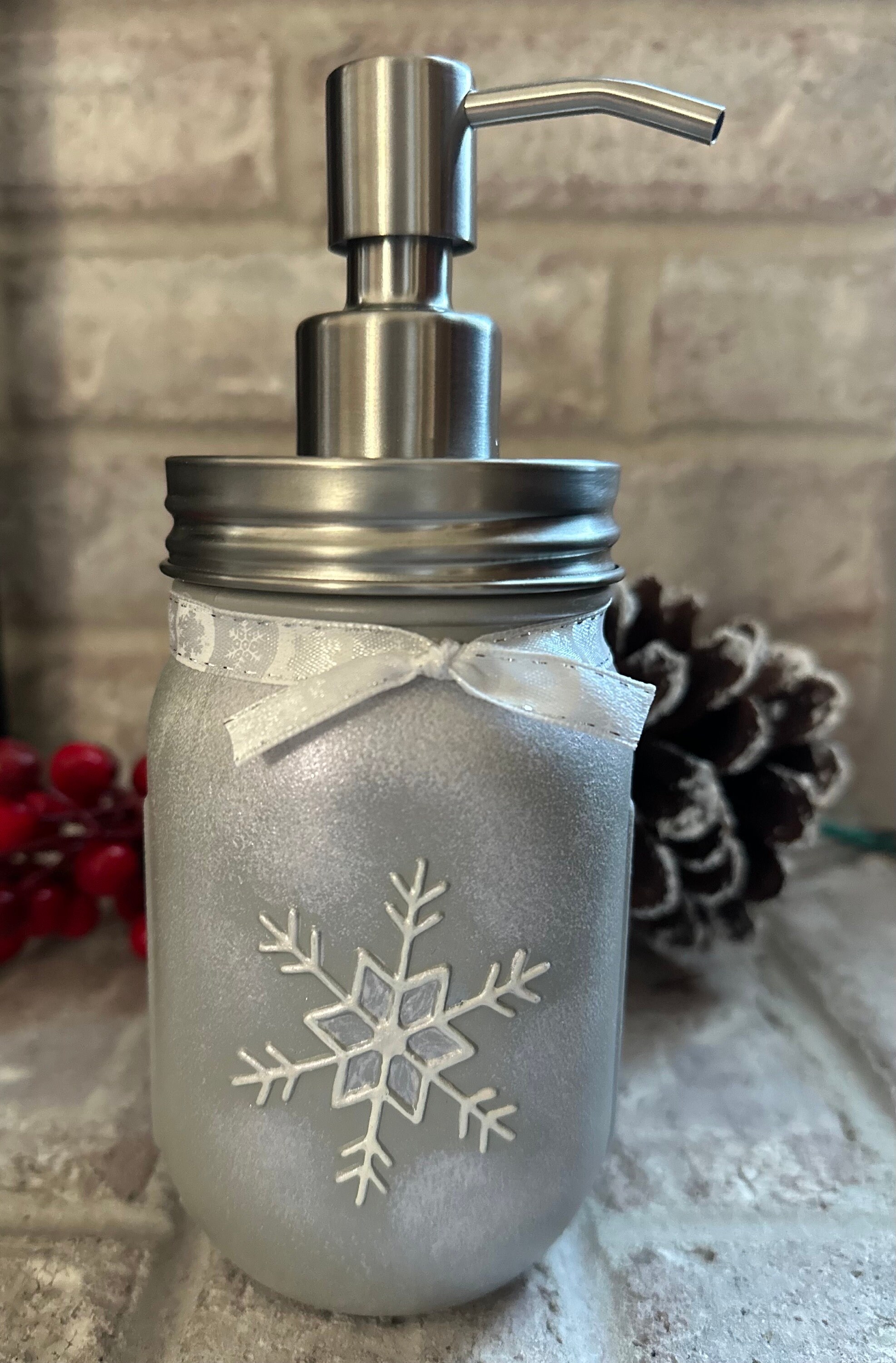 Snowflake Soap Dispenser | the Jillie Jar | Soap Pump | Christmas ...