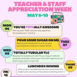 Teacher Appreciation Week Template 1980's//staff Appreciation Week ...
