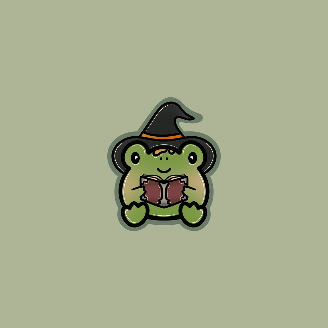Witch Frog & Spell Book // Halloween // Glossy Sticker // - Etsy