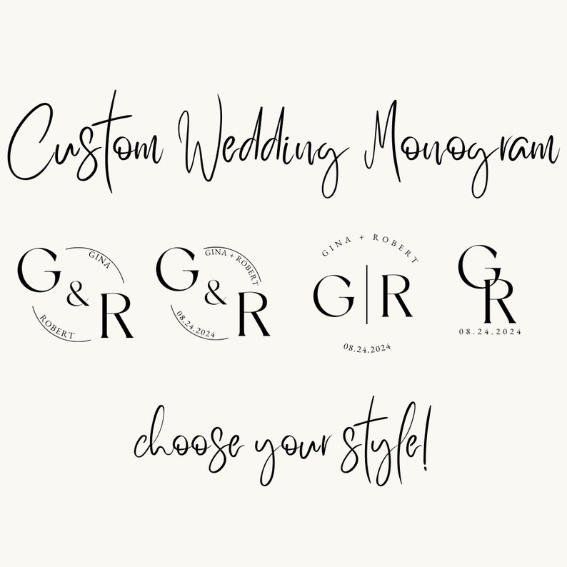 Wedding Monogram for Couples Stationary, Decor, Branding- Single ...