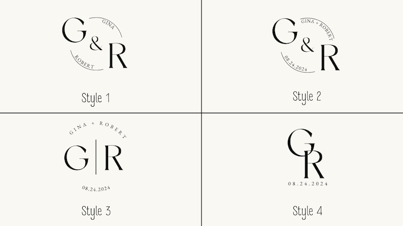 Wedding Monogram for Couples Stationary, Decor, Branding- Single ...