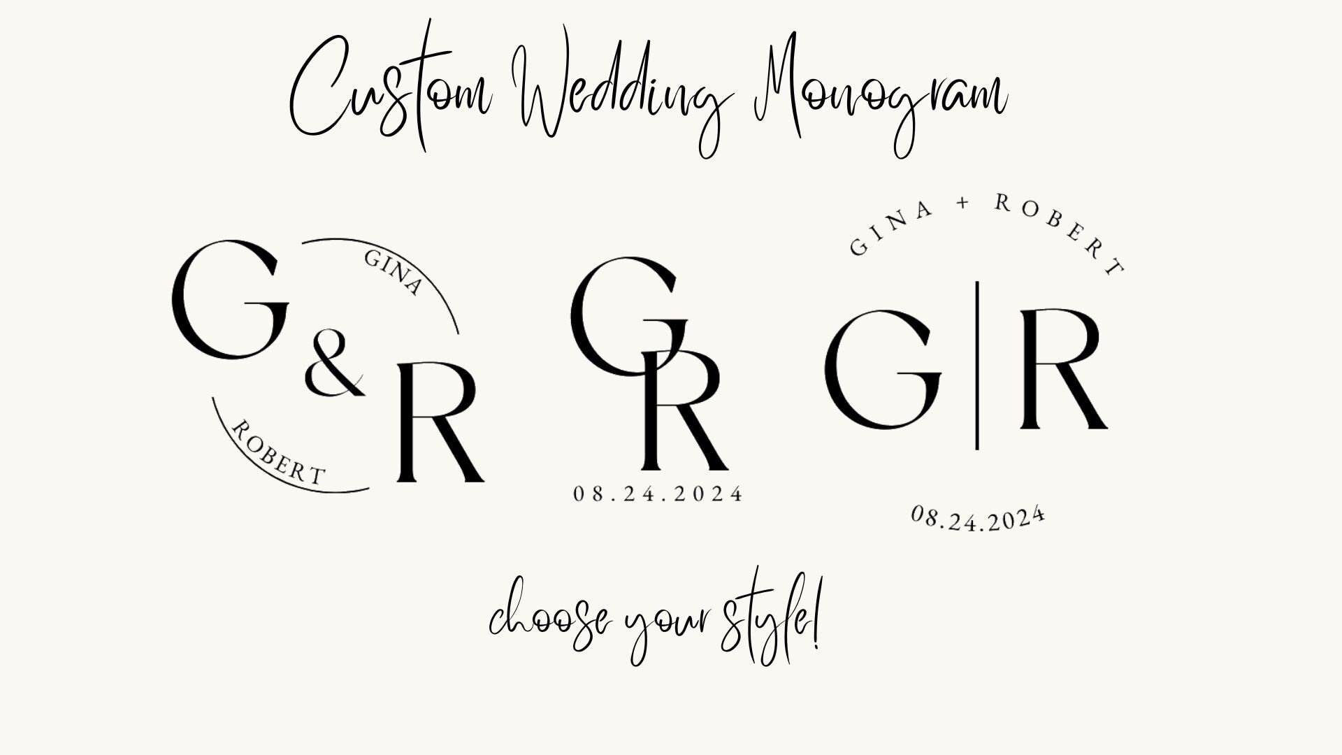 Wedding Monogram for Couples Stationary, Decor, Branding Single ...