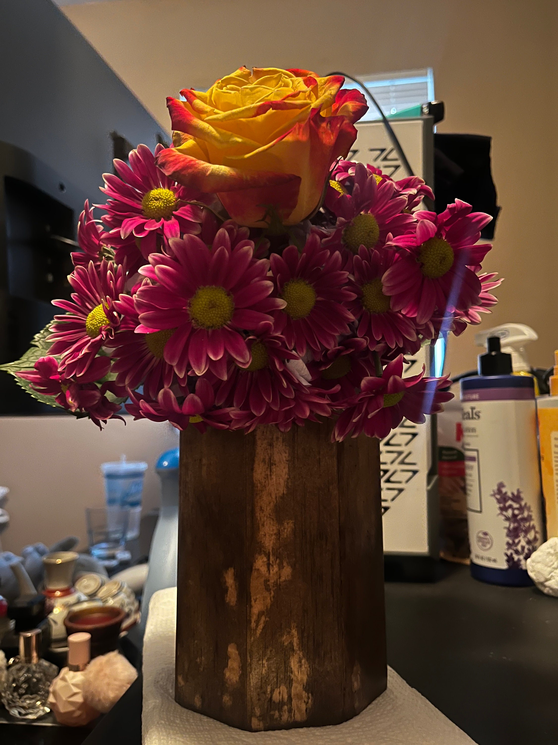 Octagonal Wooden Flower Vase - Etsy