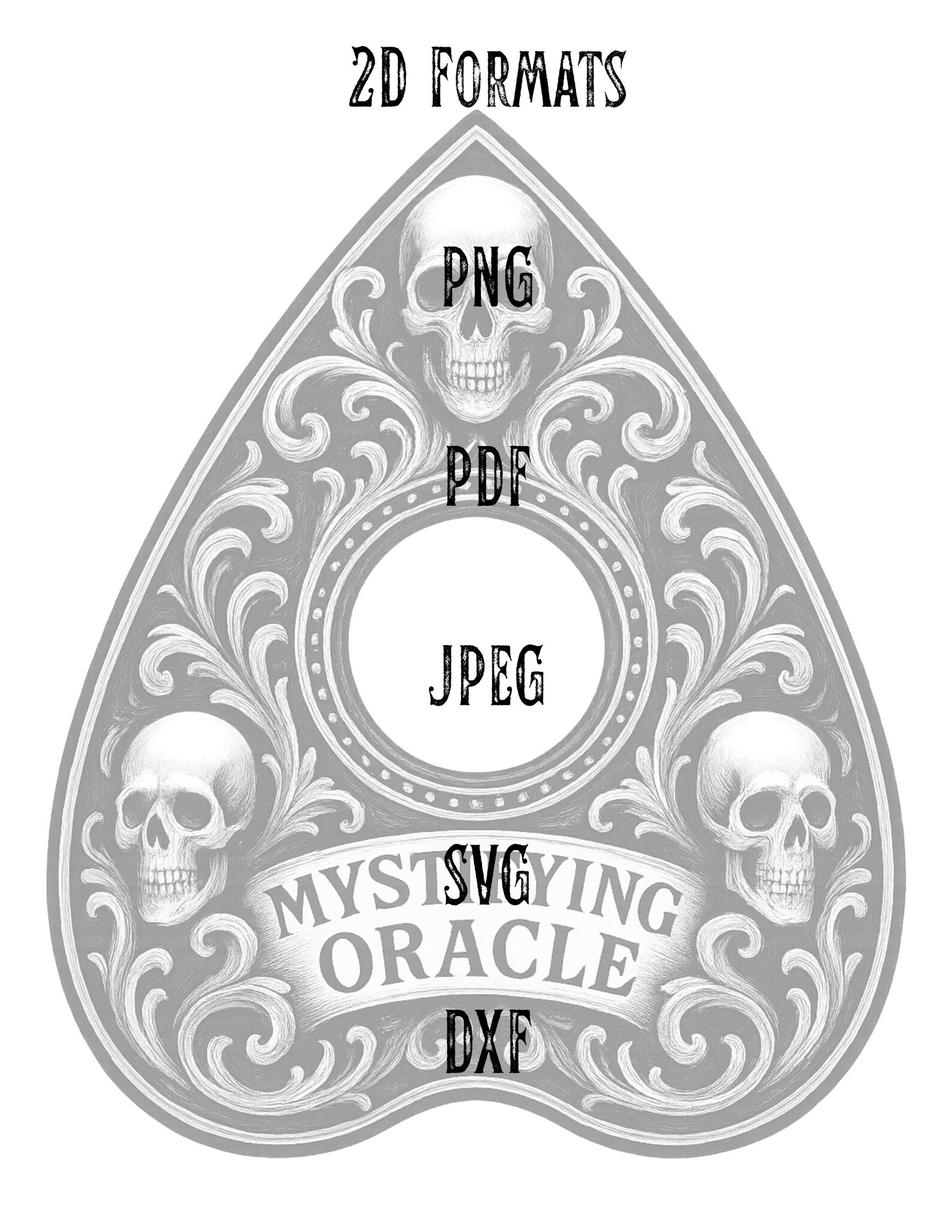 Ouija Digital Gothic Skull Ouija Board & Planchette Design Bundle ...