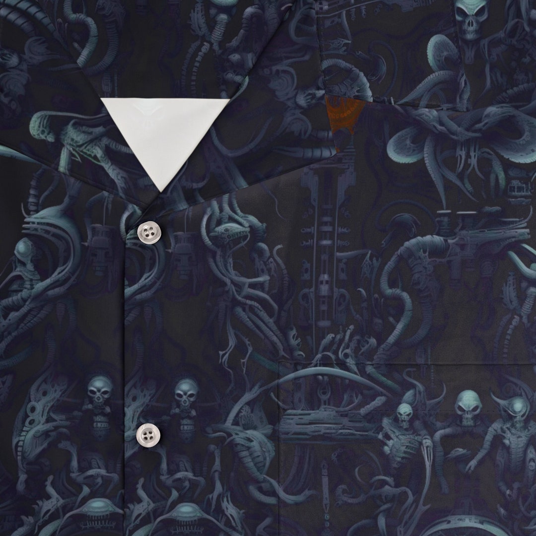 Alien Evolution HR Giger Inspired Sci Fi Horror Futuristic Hawaiian Tee ...