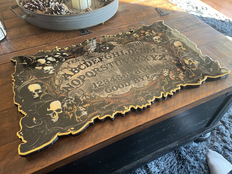 XL Real Wood Spirit Board With Evil Eye – Handmade Gothic Halloween ...