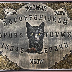 Real Wood Spirit Board With Vintage Black Cat – Handmade Gothic ...