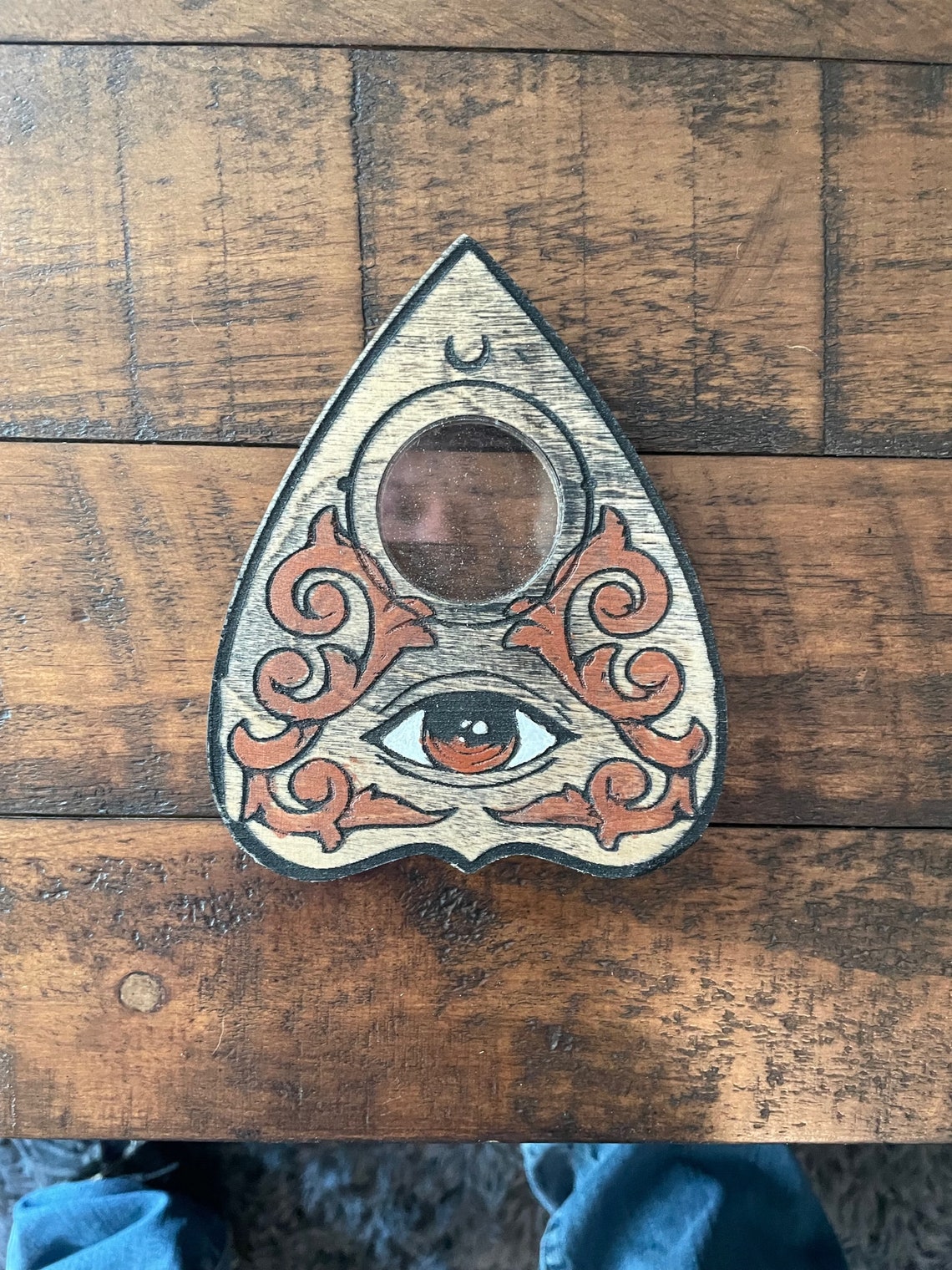 Wooden Ouija Board and Planchette 12" X 20" Dark Skull Design Handmade ...