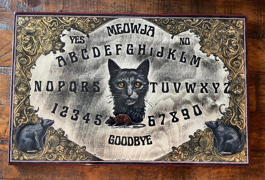 Real Wood Spirit Board With Vintage Black Cat – Handmade Gothic ...