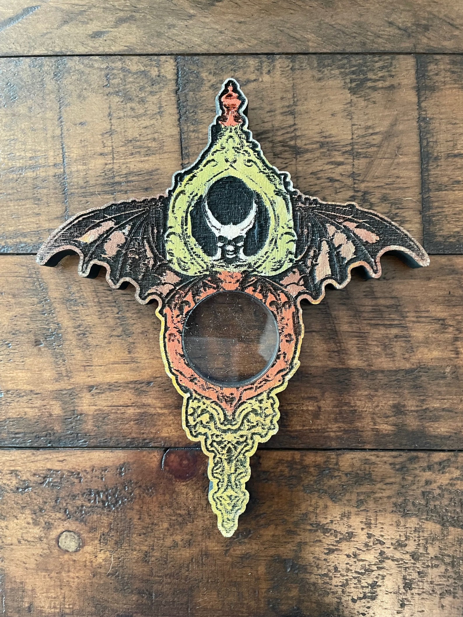 Wooden Ouija Board and Planchette 12" X 20" Dark Skull Design Handmade ...