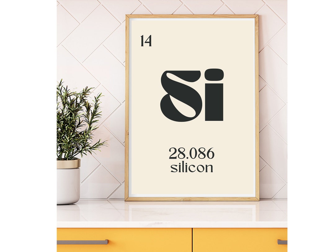 Silicon Minimalist Matte Poster Element Prints Groovy Black Text Retro ...