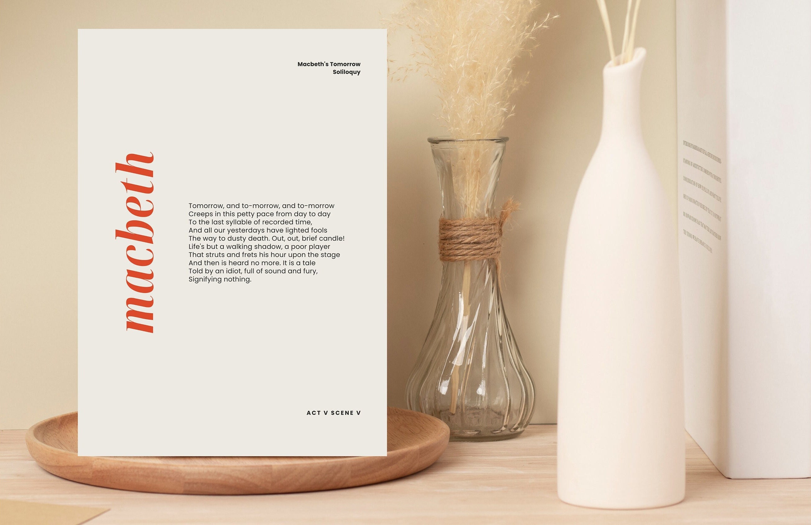 Shakespeare Quote Poster Macbeth's Tomorrow Speech Typography Wall Art ...