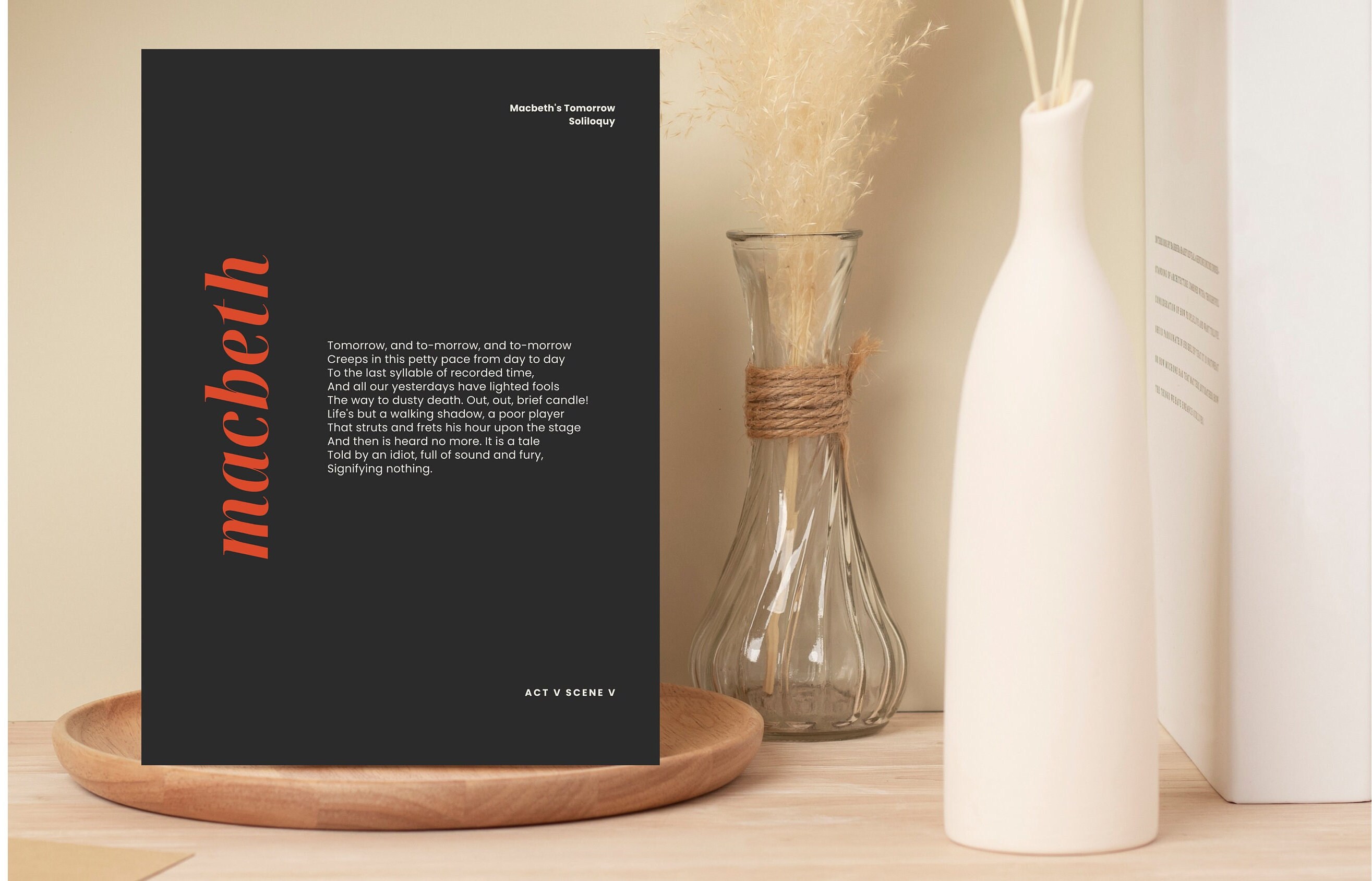 Shakespeare Quote Poster Macbeth's Tomorrow Speech Typography Wall Art ...