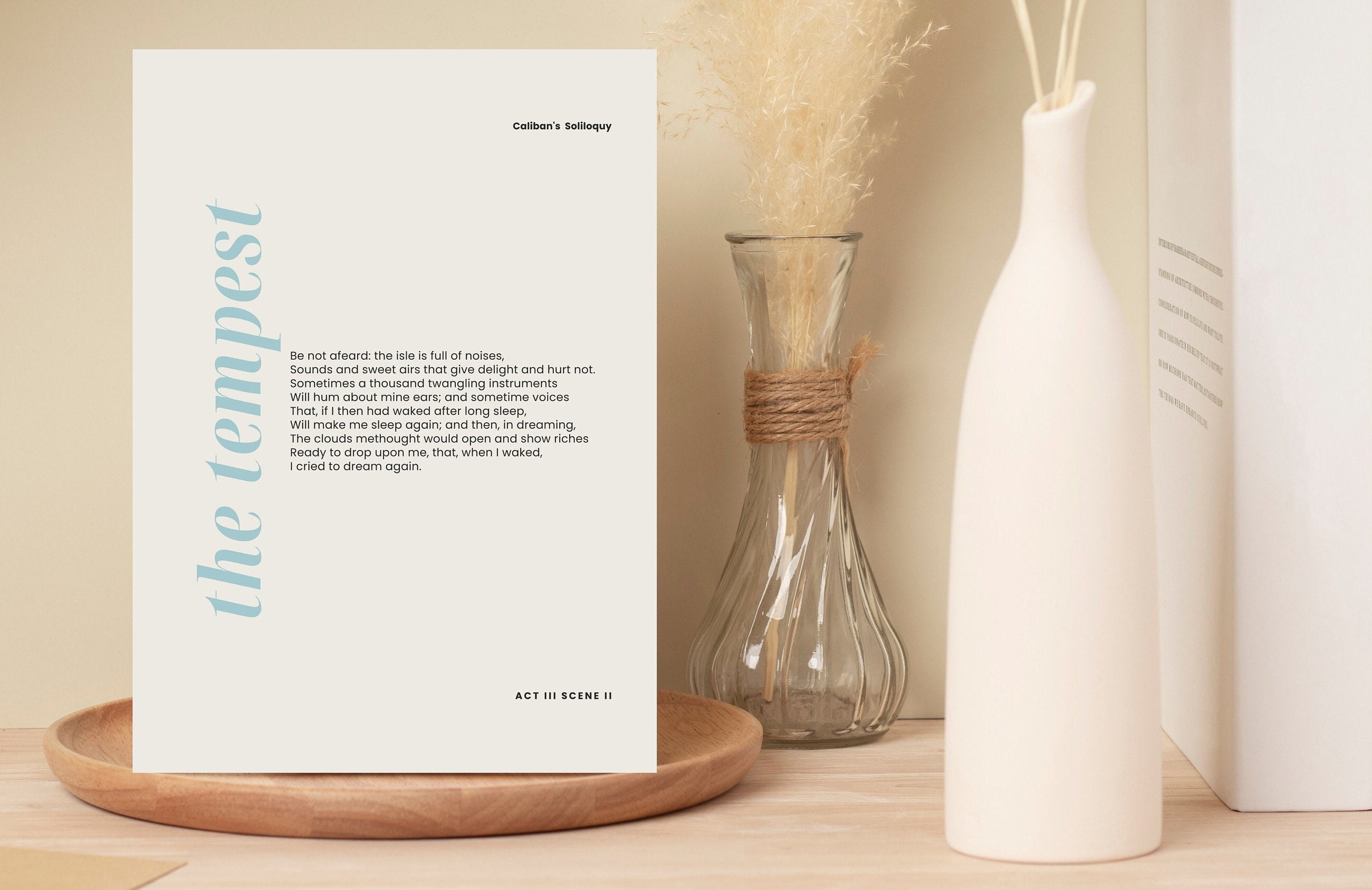 Shakespeare Quote Poster the Tempest Caliban's Be Not Afeared Soliloquy ...