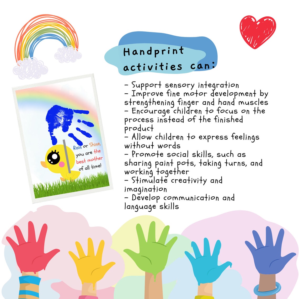 Umbrella Handprint Chick Handprint Handprint Gift for Mom - Etsy