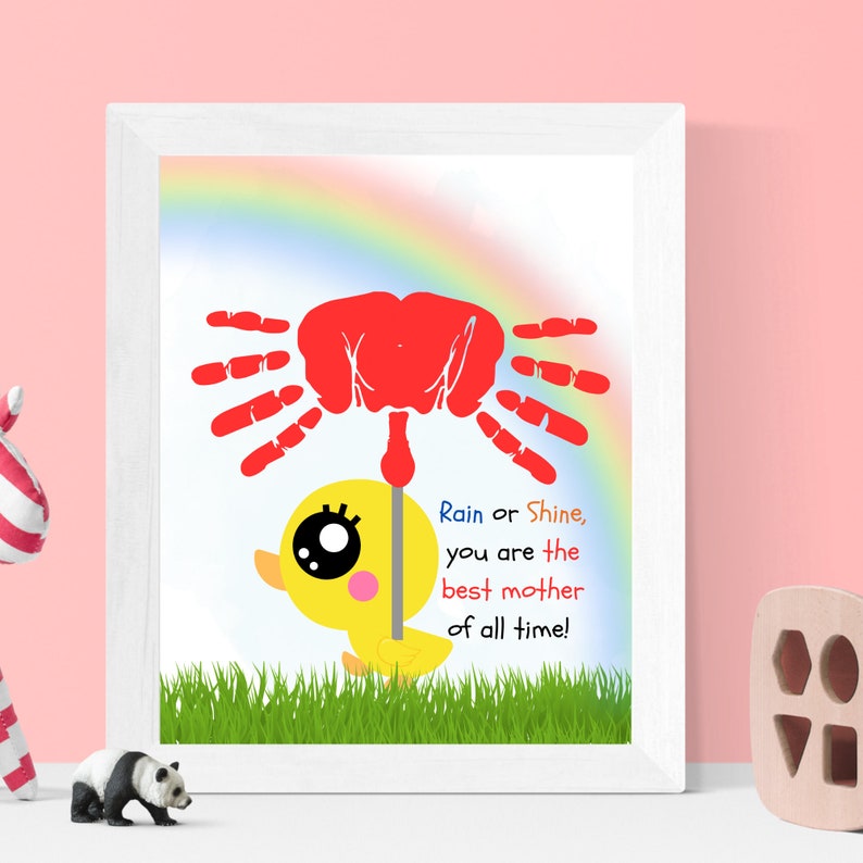 Umbrella Handprint Chick Handprint Handprint Gift for Mom - Etsy