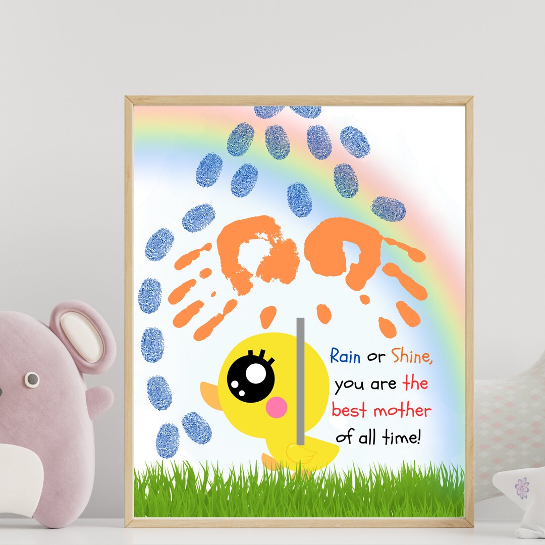 Umbrella Handprint Chick Handprint Handprint Gift for Mom - Etsy