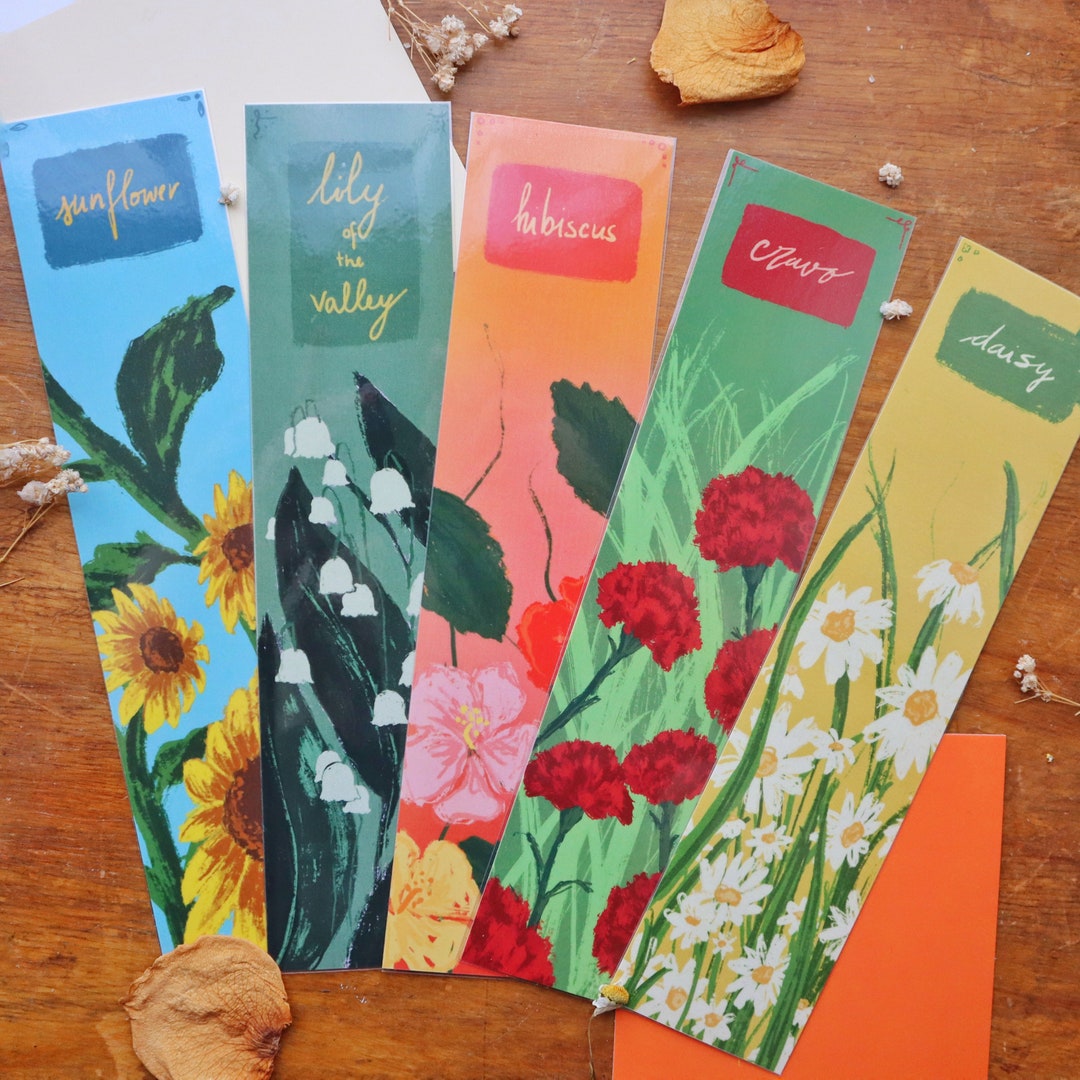ORIGINAL FLOWER BOOKMARKS // Cute Pretty Assorted Flowers Laminated ...