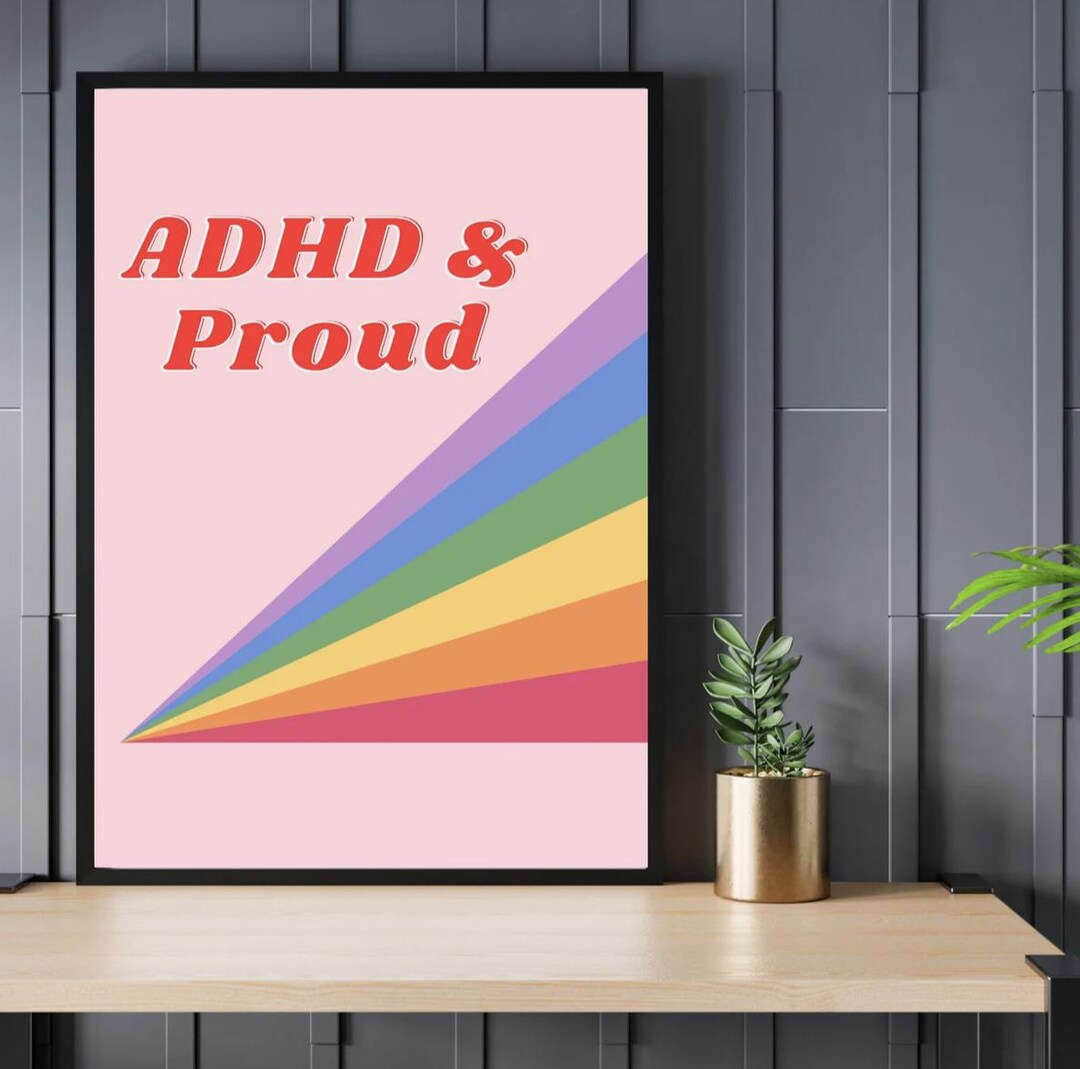 A3 ADHD & Proud Poster | ADHD Wall Art | Adhd Awareness Wall Art ...