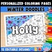 EDITABLE! Winter Doodles Personalized Coloring Pages | Add Student ...